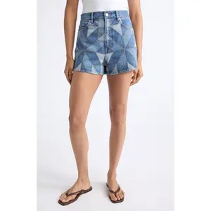 Veronica Beard Elijah Patchwork Denim Shorts - Prism Blue