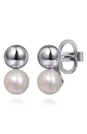 GABRIEL & CO. Bujukan Pearl Stud Earrings - Sterling Silver