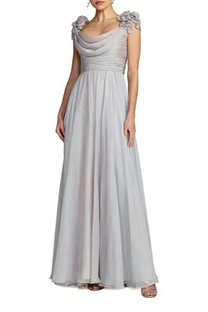 Mac Duggal Chiffon Embellished Cowl Neck Gown