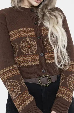 DISTURBIA Olympia Pentagram Fairisle Knit Cardigan