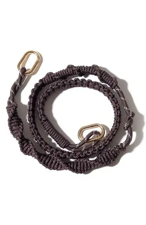 POP UPS BRAND Macrame Bag Strap With Gold Tone Hardware - Espresso