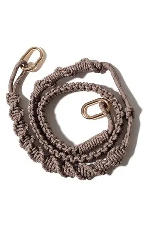 POP UPS BRAND Macrame Bag Strap With Gold Tone Hardware - Mocha