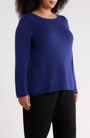 Eileen Fisher Bateau Neck Organic Cotton Blend Sweater
