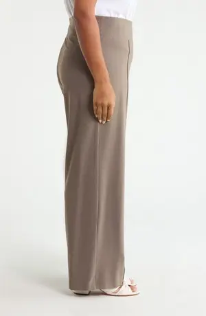 Eileen Fisher High Waist Wide Leg Seamed Pants - Cobblestone
