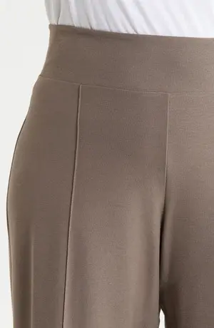 Eileen Fisher High Waist Wide Leg Seamed Pants - Cobblestone