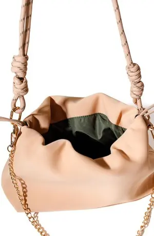 POP UPS BRAND Puff Neoprene Clutch With Chain Strap - Tan