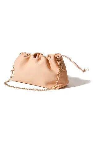 POP UPS BRAND Puff Neoprene Clutch With Chain Strap - Tan