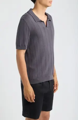 ALEX CRANE Lolo Drop Needle Sweater Polo - Ash