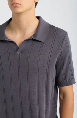 ALEX CRANE Lolo Drop Needle Sweater Polo - Ash