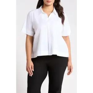 Eileen Fisher Pleated Poplin Shirt - White