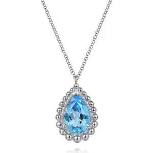 GABRIEL & CO. Bujukan Blue Topaz Teardrop Pendant Necklace - Sterling Silver