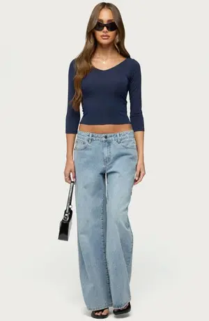 EDIKTED Darynne Low Rise Wide Leg Jeans