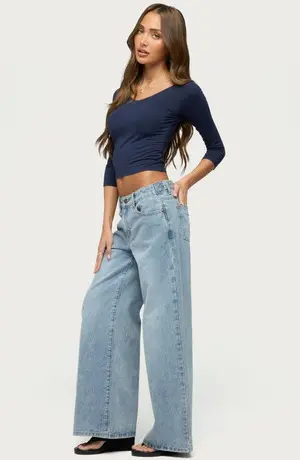 EDIKTED Darynne Low Rise Wide Leg Jeans
