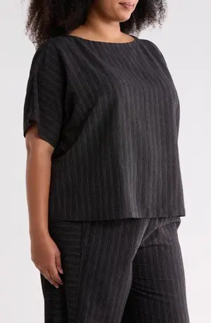 Eileen Fisher Print Bateau Neck Top