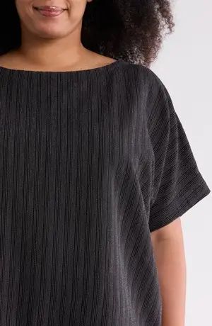 Eileen Fisher Print Bateau Neck Top