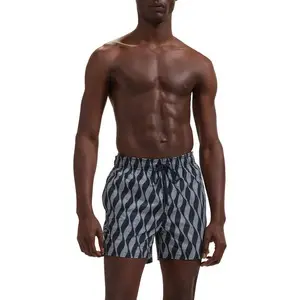 Bugatchi Cruz Print Swim Trunks - Navy