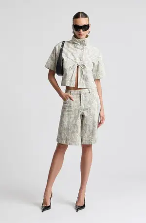 Avec Les Filles Faux Snakeskin Board Shorts