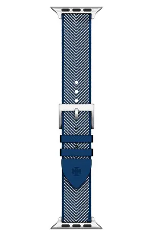Tory Burch Kira Grosgrain 20mm Apple Watch® Watchband - Navy