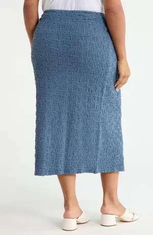 Eileen Fisher Crinkled Organic Cotton Blend Midi Skirt - Cldsp