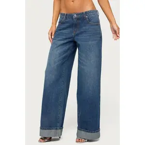 EDIKTED Gatz Cuffed Wide Leg Jeans