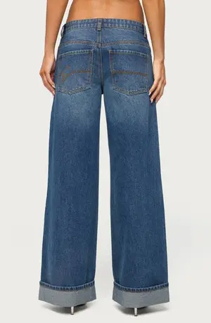 EDIKTED Gatz Cuffed Wide Leg Jeans