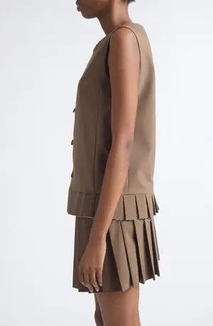 MAISON MARGIELA Sleeveless Pleated Hem Button-up Shirt