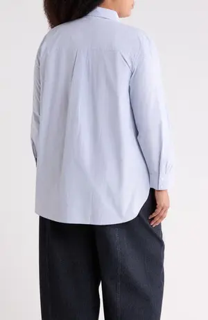 Eileen Fisher Striped Organic Cotton Shirt - Dolphin