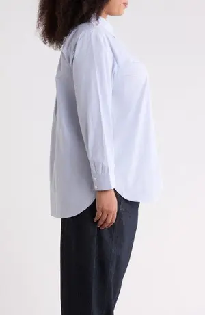 Eileen Fisher Striped Organic Cotton Shirt - Dolphin