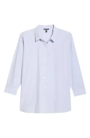 Eileen Fisher Striped Organic Cotton Shirt - Dolphin
