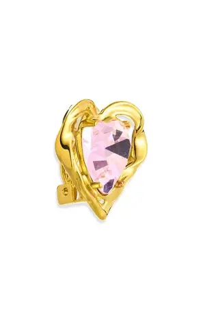 Oscar De La Renta Heart Stone Crystal Earrings - Rose