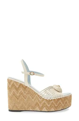 Valentino Garavani Platform Wedge Espadrille Sandal - Butter