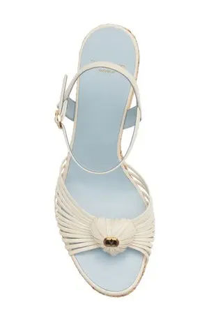 Valentino Garavani Platform Wedge Espadrille Sandal - Butter