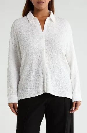 Eileen Fisher Organic Cotton & Recycled Nylon Slim Shirt - Ivory