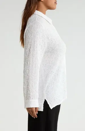 Eileen Fisher Classic Collar Textured Shirt