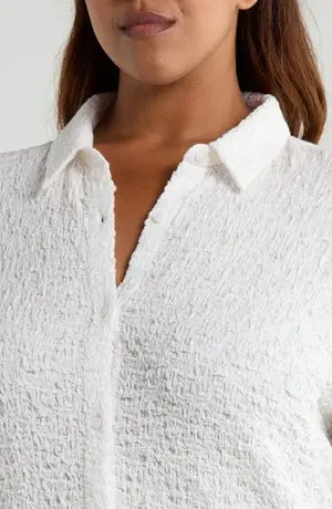 Eileen Fisher Classic Collar Textured Shirt