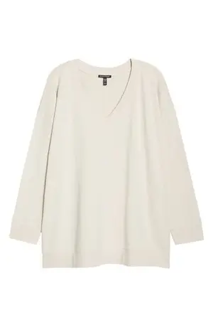 Eileen Fisher V-neck Organic Cotton Sweatshirt