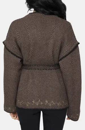 DISTURBIA Maraea Belted Herringbone Coatigan