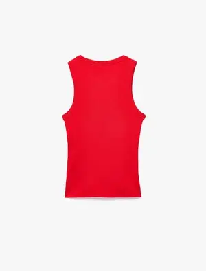 Koton Scoop Neck Ribbed Cotton Tank Top