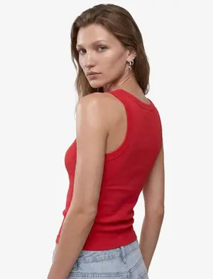 Koton Scoop Neck Ribbed Cotton Tank Top