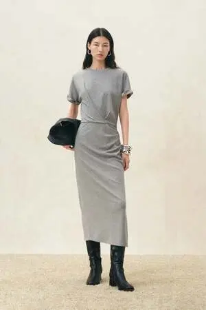 Fabrique Clara Cotton T-shirt Dress With Plaid Hem