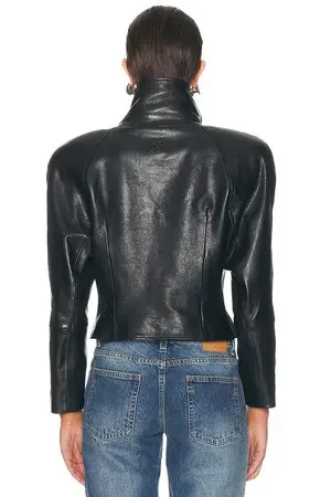 Magda Butrym Leather Jacket With Padded Shoulders