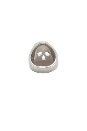 Alexander McQueen Skull Signet Ring In Metallic Silver