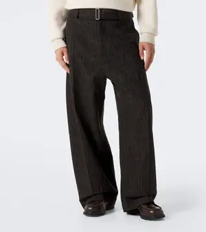 Studio Nicholson Checked Cotton And Wool-blend Wide-leg Pants