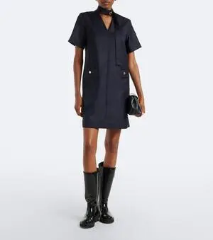 Moncler Tie-neck Virgin Wool Mini Dress