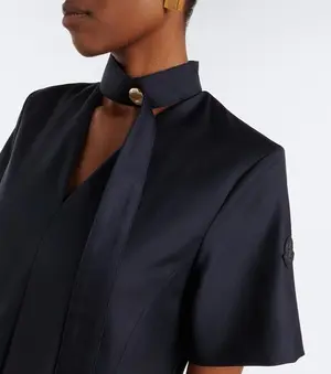 Moncler Tie-neck Virgin Wool Mini Dress