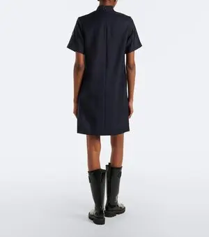 Moncler Tie-neck Virgin Wool Mini Dress