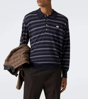 WALES BONNER Beam Striped Wool Polo Sweater