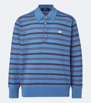 WALES BONNER Beam Striped Wool Polo Sweater - Blue