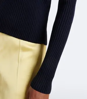JIL SANDER Cutout Ribbed-knit Wool Polo Sweater