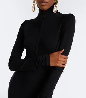 MUGLER Turtleneck Wool-blend Jersey Maxi Dress